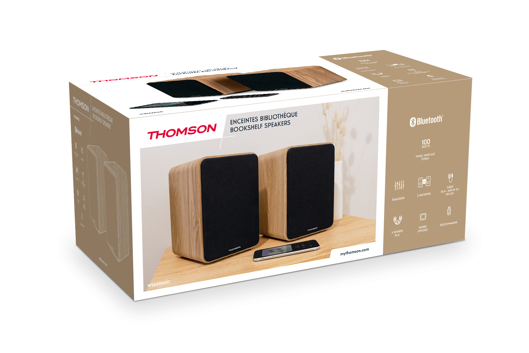 Bluetooth HiFi könyvespolc, aktív hangszórópár – Thomson WS602DUO ...
